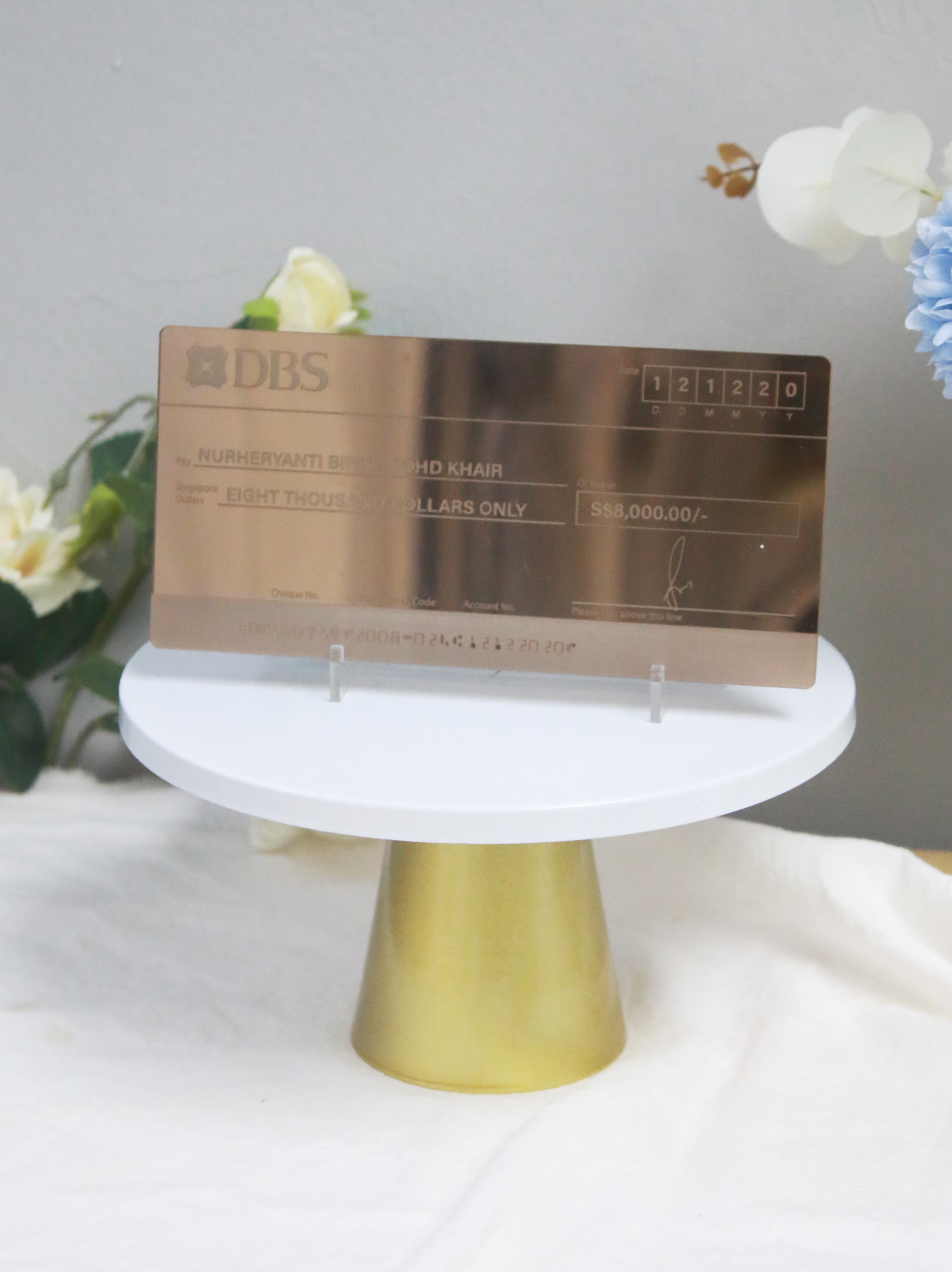 Bronze Mirror (Engraved) Mock up Cheque – Clik Clok
