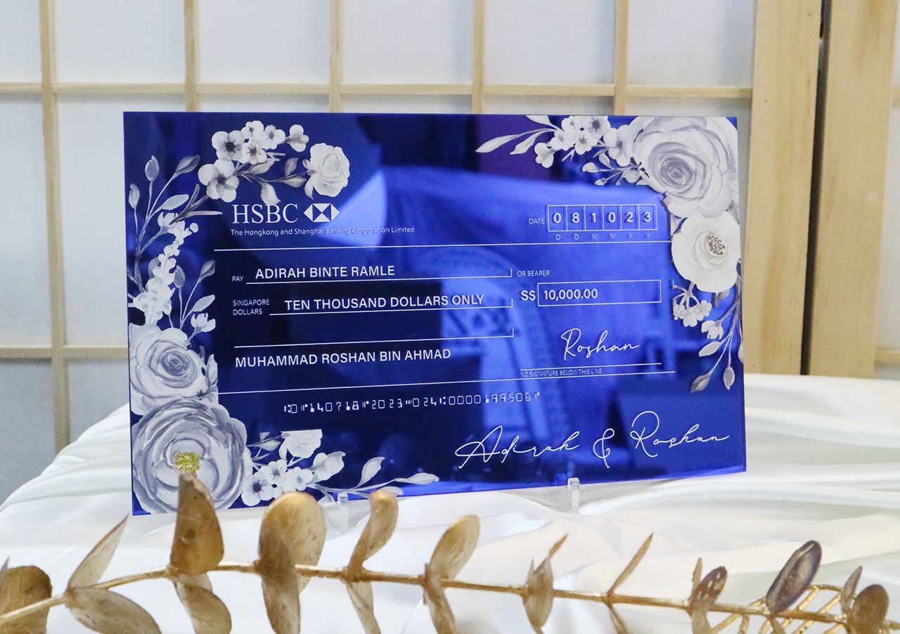 Mock Up Cheque Floral Border - Mirror Acrylic - Clik Clok