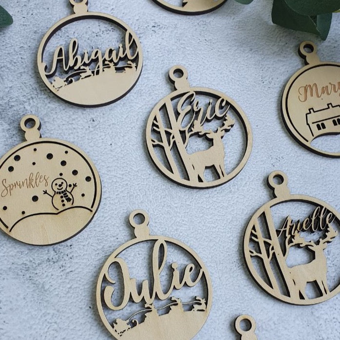 Christmas Bauble Ornament - Wood Baubles (12 designs) - Clik Clok