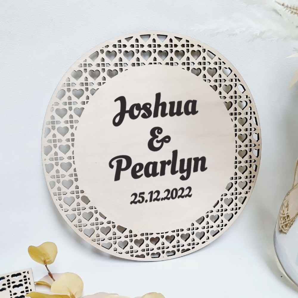 Wedding Sign - Round Rattan Heart Collection - Clik Clok